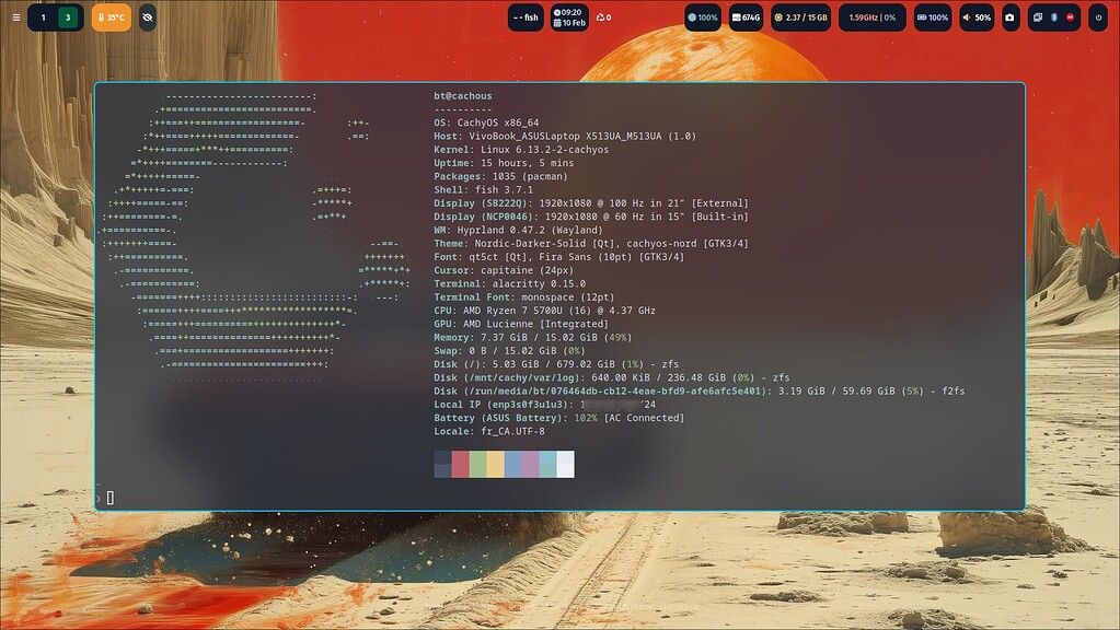 Hyprland desktop with wallpaper changing eveery 15 minutes - Showcase ...