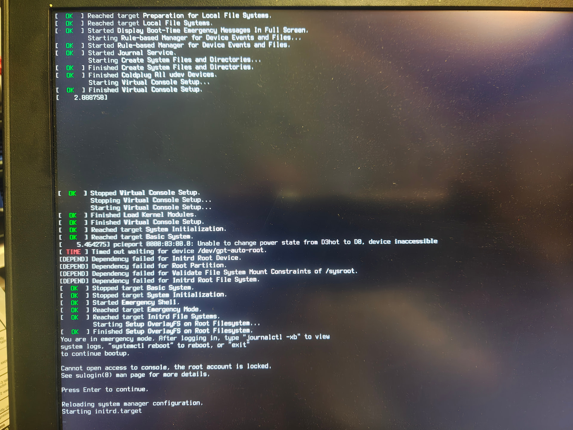 Ran Update, Rebooted, Error - Cannot Open Access to Console Root Locked ...